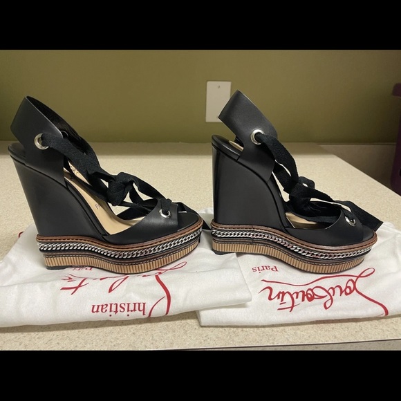 Christian Louboutin | Shoes | Christian Louboutin Tribuli Lace Up Wedge ...